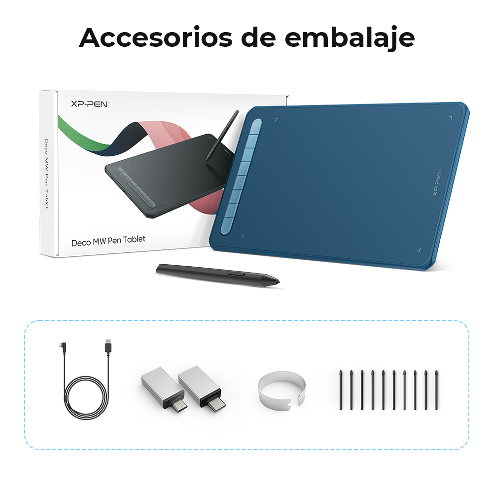 XPPen Deco MW Tableta Gráfica admite conexión inalámbrica Bluetooth 5.0 ...